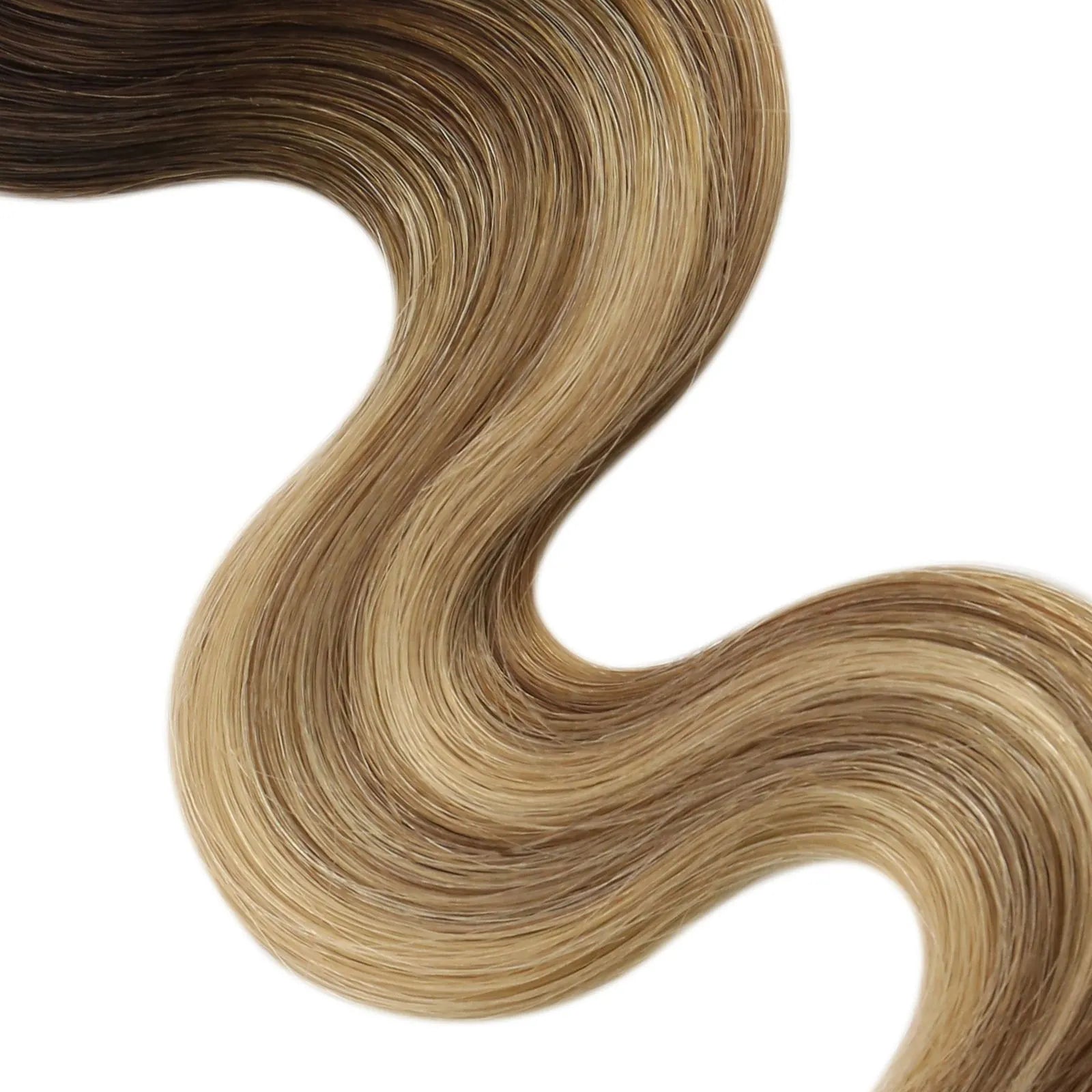 Virgin PU Hole Weft Hair Extensions Human Hair Balayage Color #3/8/22 ...